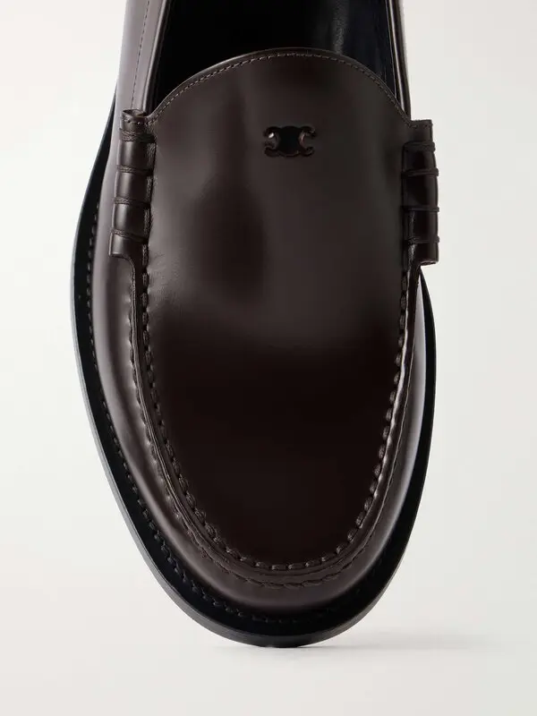 Celine Triomphe Cut-out Leather Loafers