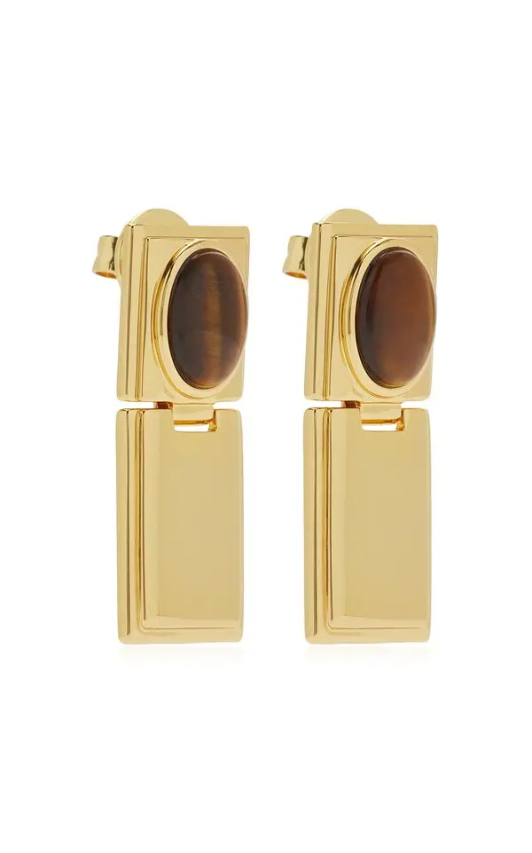 DEHANCHE Signet Tiger's Eye Hinge Earrings