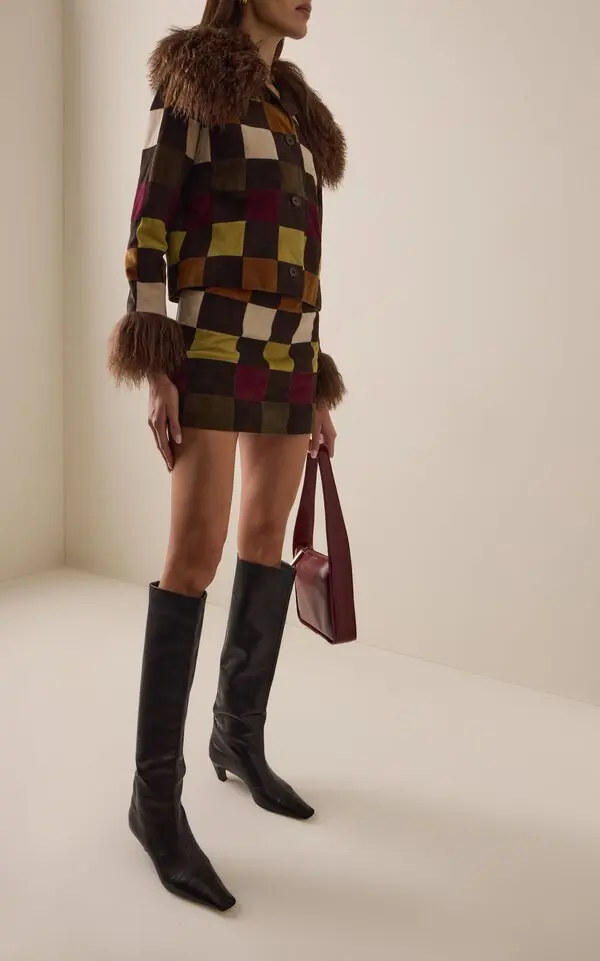 SIEDRES Exclusive Haze Patchwork Suede Mini Skirt