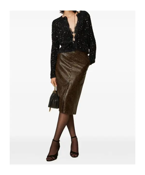 TWINSET Crew-neck Sequin Knit Top