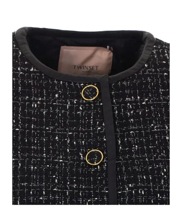 TWINSET Tweed Crewneck Cropped Jacket
