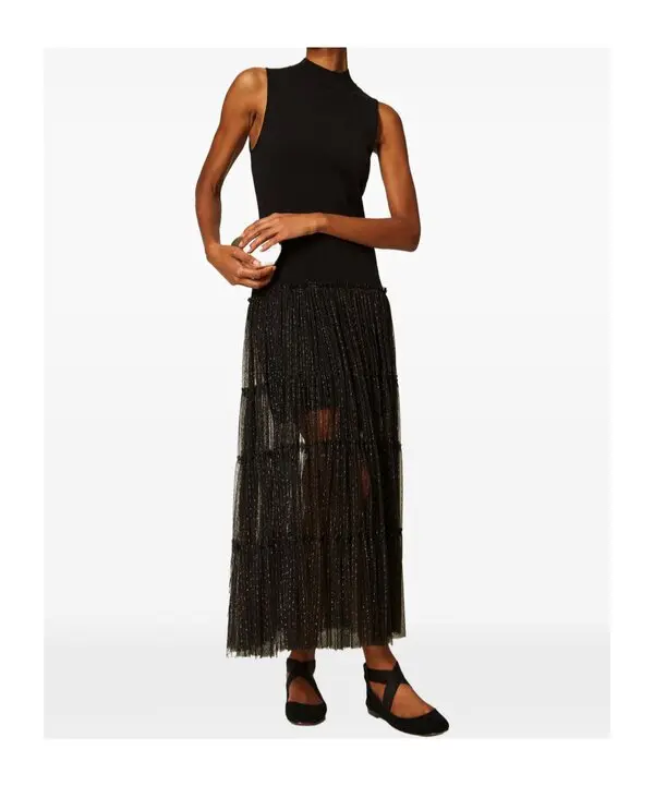 TWINSET Sleeveless Tulle Maxi Dress