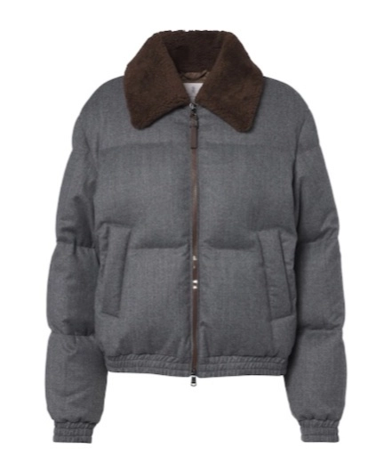 Brunello Cucinelli Virgin Wool Down Jacket - Grey