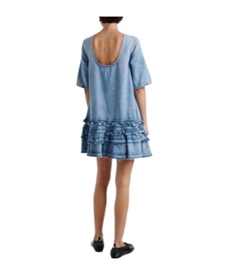 GANNI Ruffled Denim Minidress