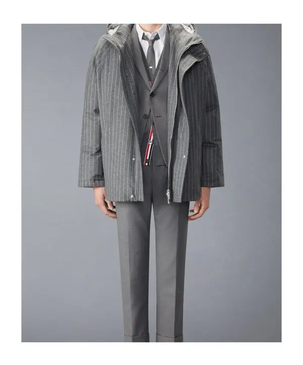 Thom Browne Browne 65 Flannel Cropped Football Parka