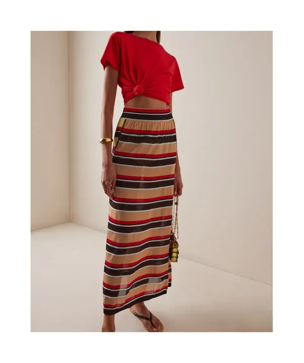 Rabanne Striped Semi-sheer Maxi Skirt