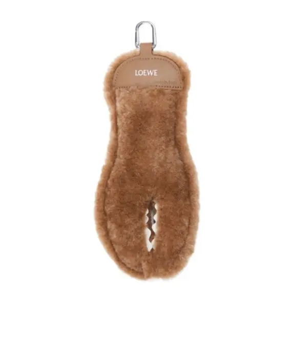Loewe Claw Charm In Shearling And Lambskin - Brown
