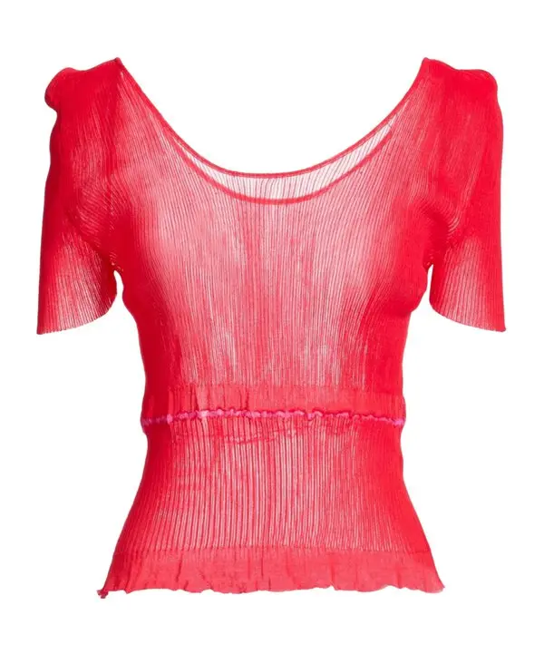 Jacquemus Solid-color Mesh Short-sleeve Top - Red