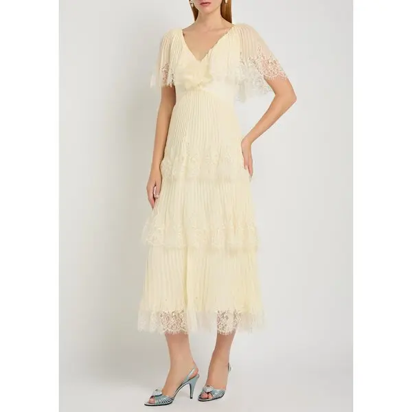 SELF-PORTRAIT Pleated Chiffon Dress