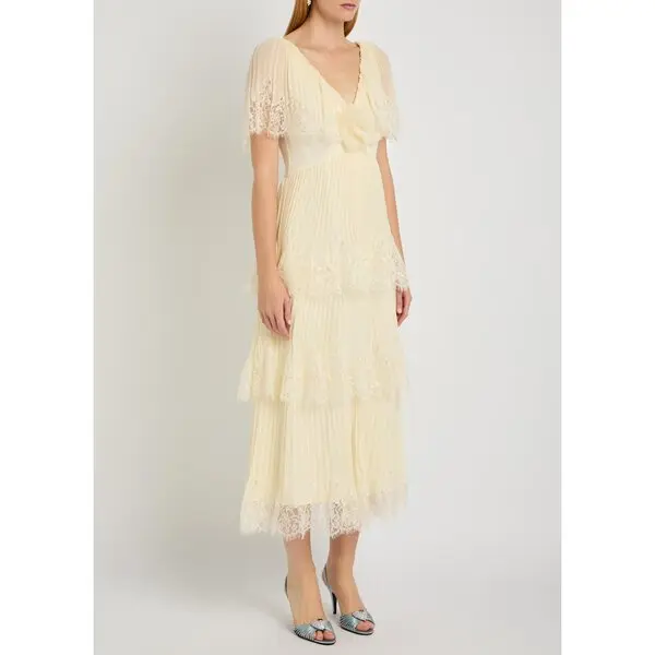 SELF-PORTRAIT Pleated Chiffon Dress
