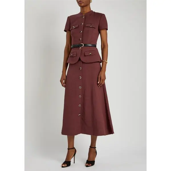 SELF-PORTRAIT Stand Collar Fitted Shirt Dress