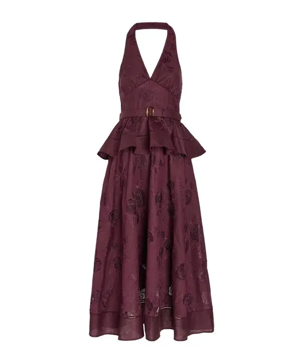 SELF-PORTRAIT Floral Embroidered Dress - Red