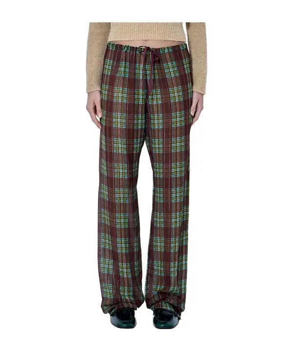 Dries Van Noten Drawstring Plaid Casual Trousers - Multicolor