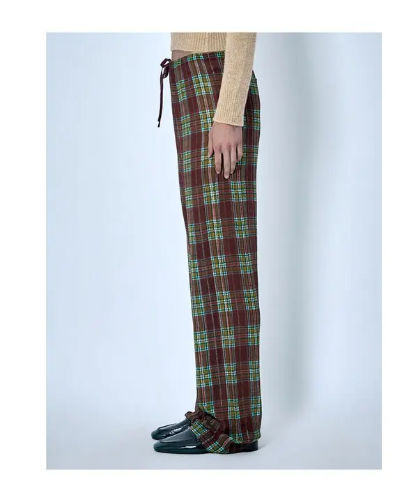 Dries Van Noten Drawstring Plaid Casual Trousers