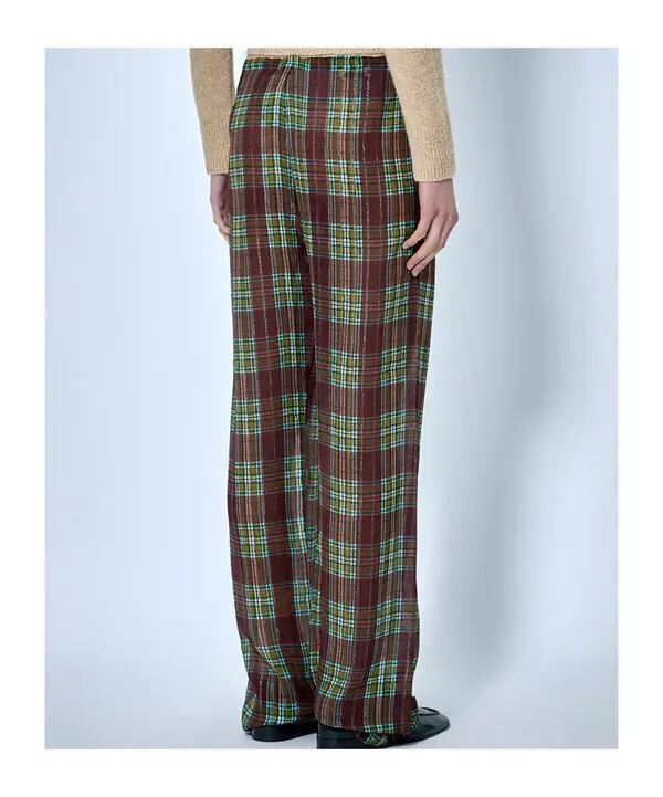 Dries Van Noten Drawstring Plaid Casual Trousers