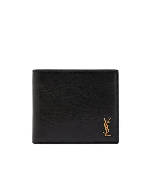 Saint Laurent Grain Leather Short Foldable Wallet - Black