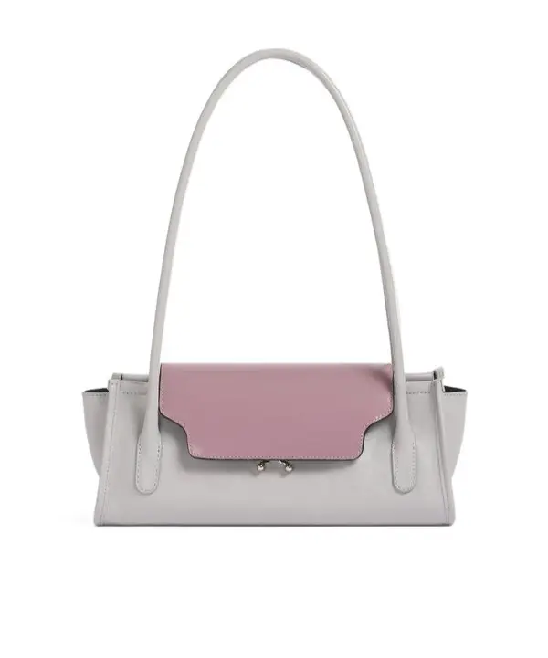 Marni Grey And Purple Leather Trunkette Bag - Gray
