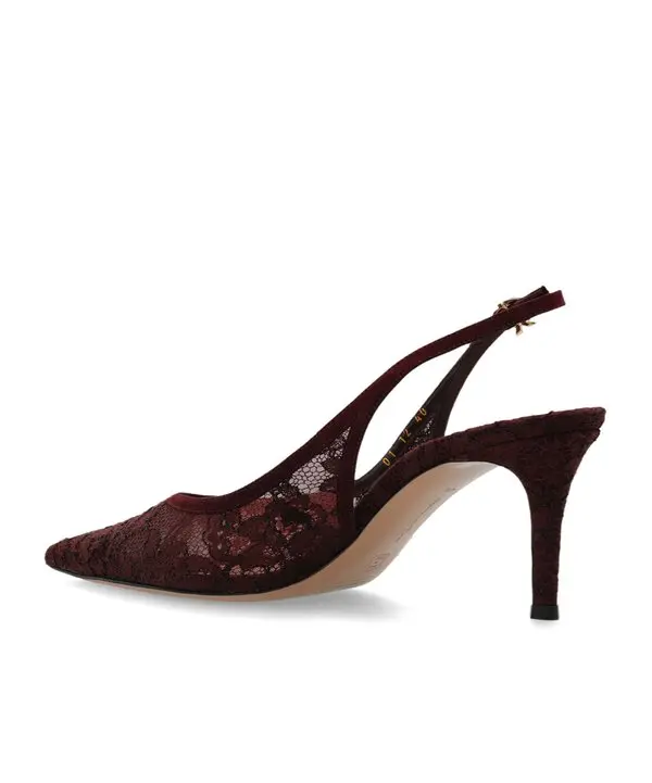 GIANVITO ROSSI Claudia Lace Slingback Heels