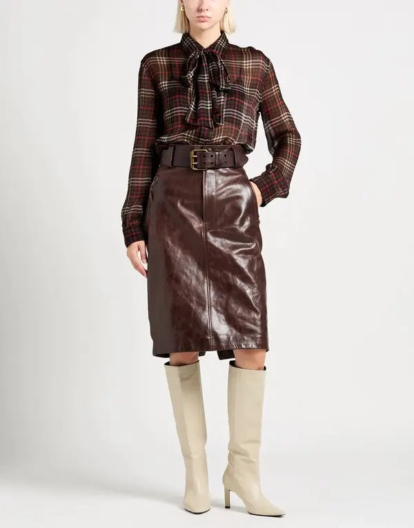 Saint Laurent Simple Leather Skirt