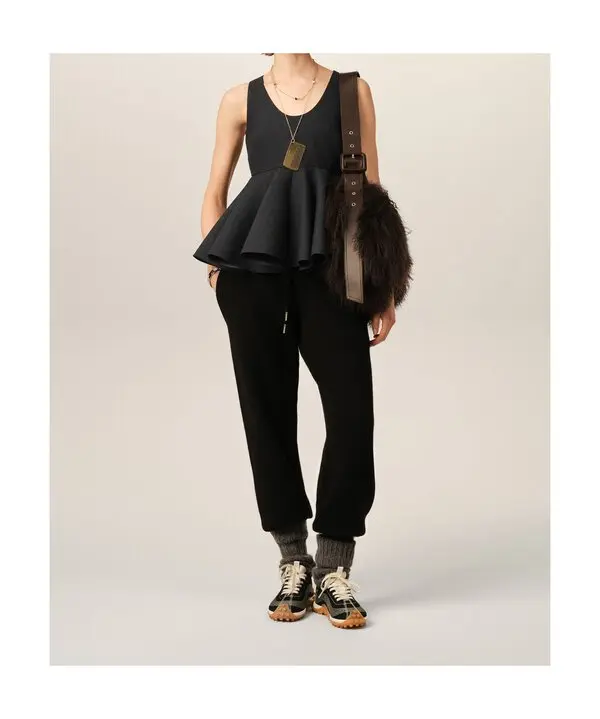 AMI Paris Grey Peplum Sleeveless Wool Top