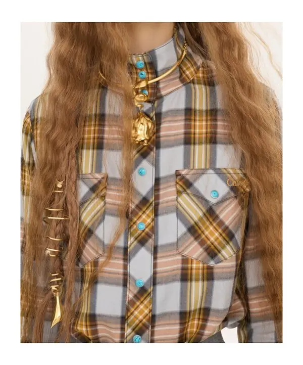 Chloé Lavalliere Shirt In Check Cotton Cupro