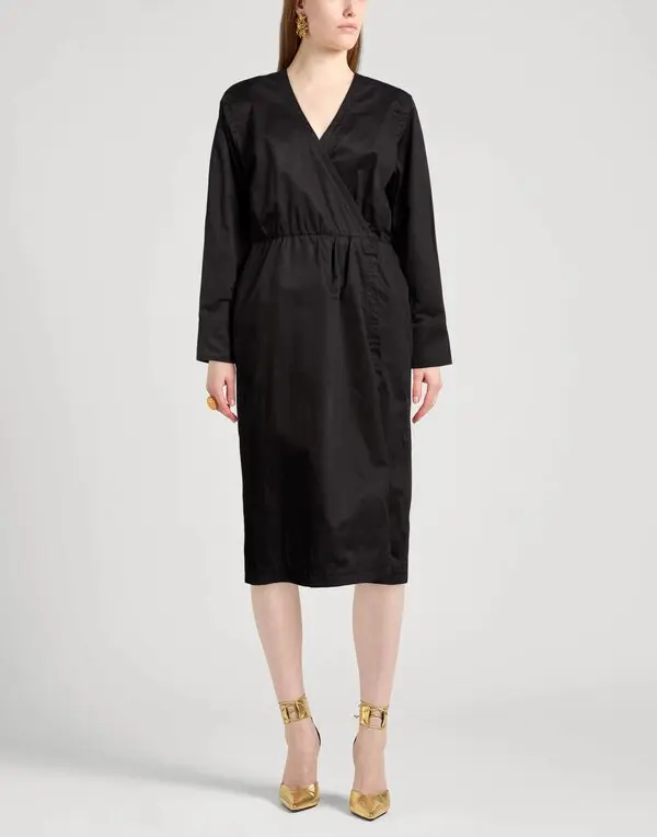 Saint Laurent Long-sleeved V-neck Dress