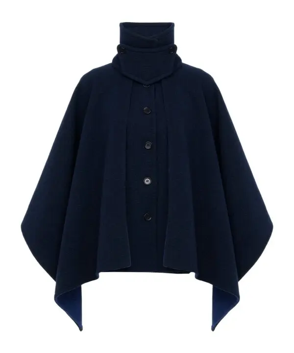 Chloé High-neck Short Cape Coat In Washed Double-face Wool