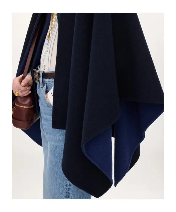 Chloé High-neck Short Cape Coat In Washed Double-face Wool