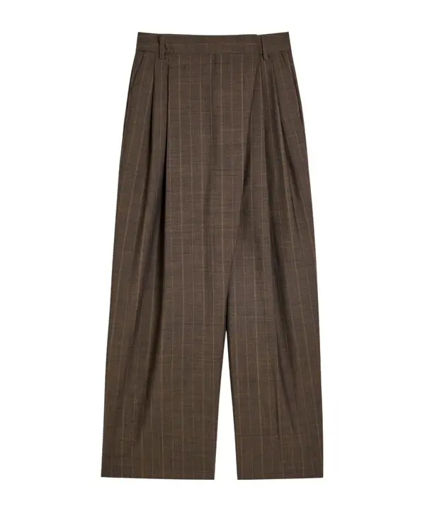 GANNI Melange Stripe Wrap Pants - Brown