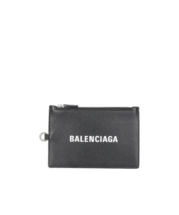 Balenciaga Cash Logo Strapped Wallet - Black