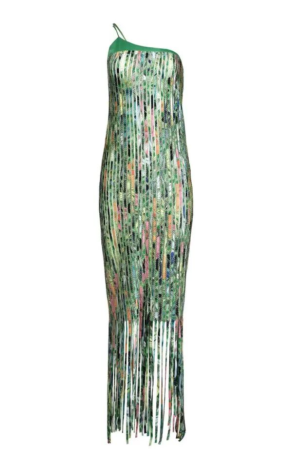 FRANCESCA MIRANDA Eden Woven Fringe-hem Silk Maxi Dress - Multi