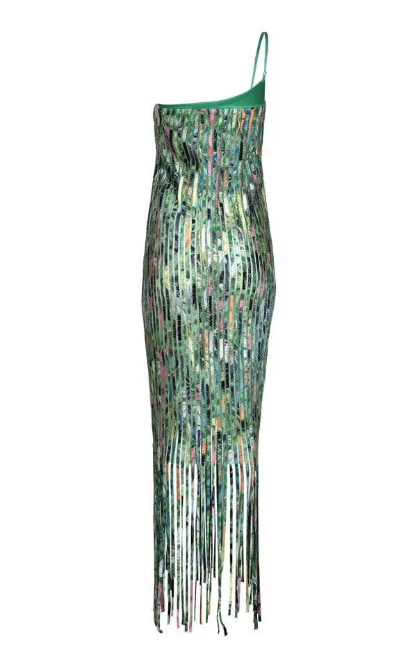 FRANCESCA MIRANDA Eden Woven Fringe-hem Silk Maxi Dress