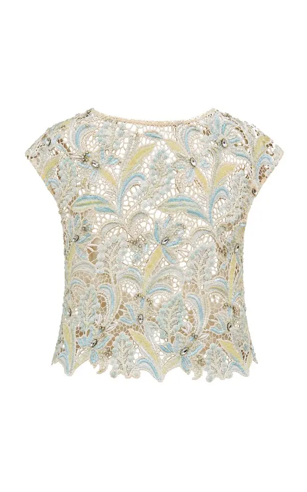 LA FUORI Jardin Palmier Cutwork Crop Top - Multi
