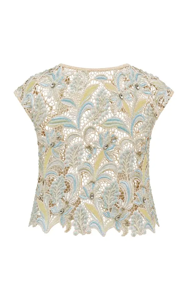 LA FUORI Jardin Palmier Cutwork Crop Top