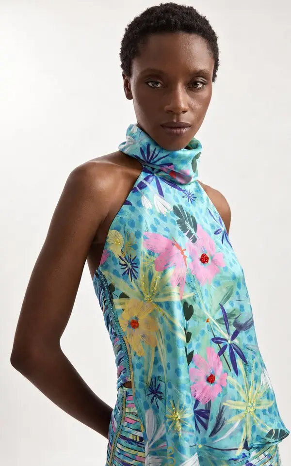 FRANCESCA MIRANDA Rita Silk Halter Top