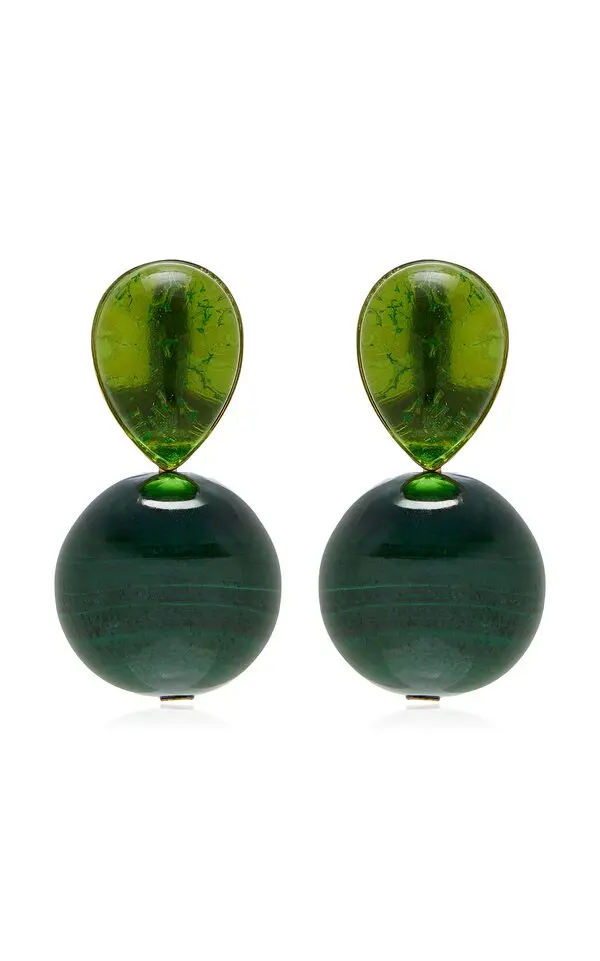JENNIFER BEHR Allison 18k Gold-plated Citrine And Malachite Earrings - Green