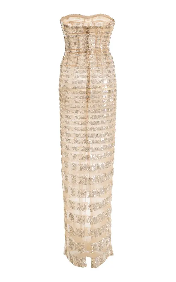 Oscar De La Renta Embroidered Tulle Gown