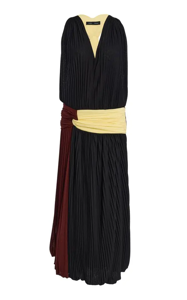 Proenza Schouler Fiora Draped Jersey Midi Dress - Black