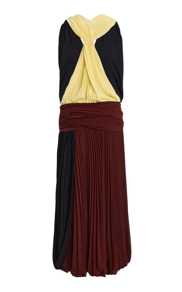 Proenza Schouler Fiora Draped Jersey Midi Dress - Black