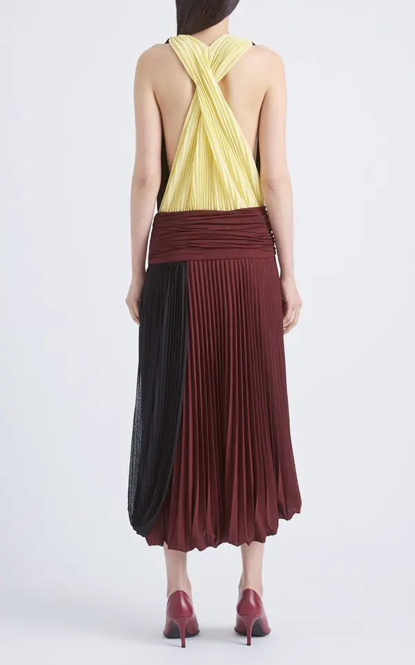 Proenza Schouler Fiora Draped Jersey Midi Dress - Black