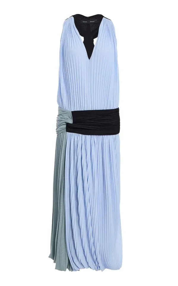 Proenza Schouler Fiora Draped Jersey Midi Dress - Light Blue