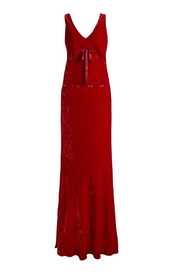 Bernadette Camille Velvet Maxi Dress - Red
