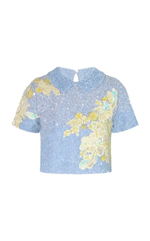 LA FUORI Mist Wisteria Sequined Top