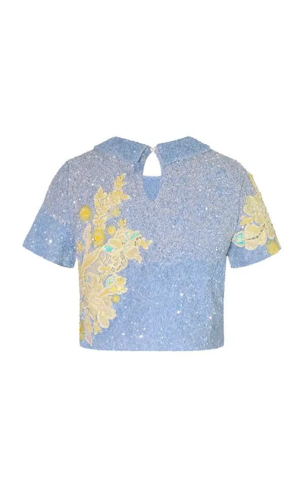 LA FUORI Mist Wisteria Sequined Top