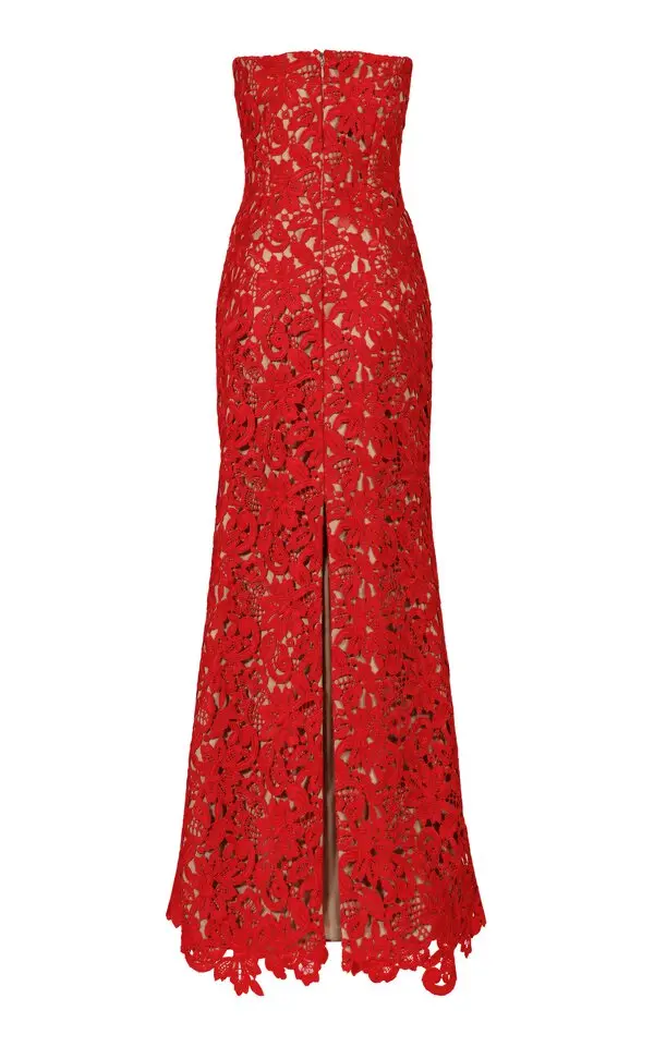 LA FUORI Scarlet Majeste Lace Maxi Dress