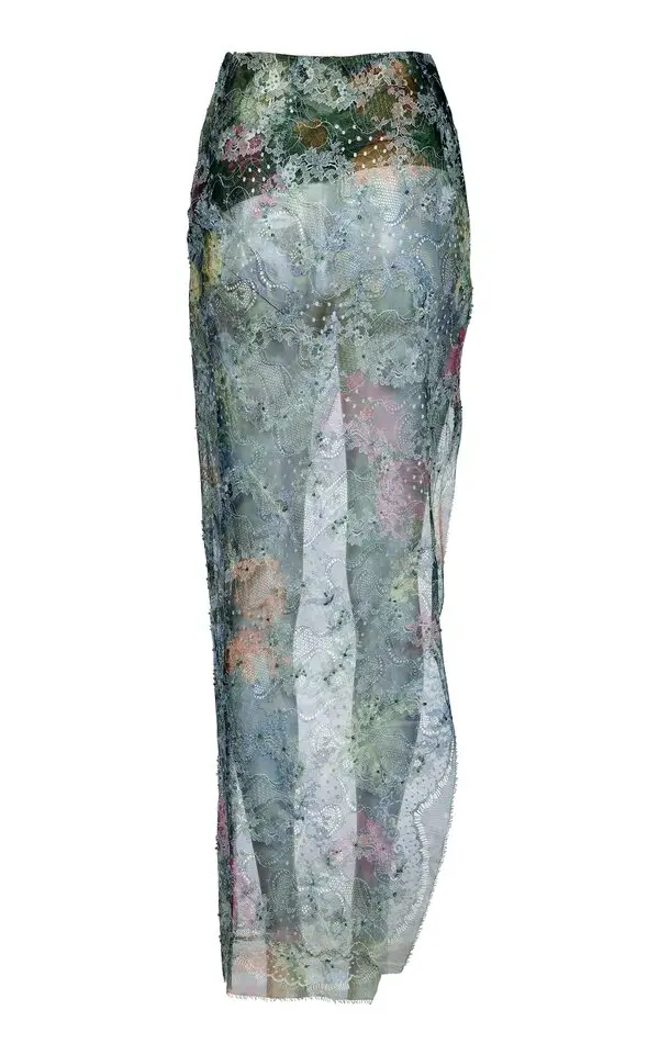 FRANCESCA MIRANDA Vetiver Lace-embellished Skirt