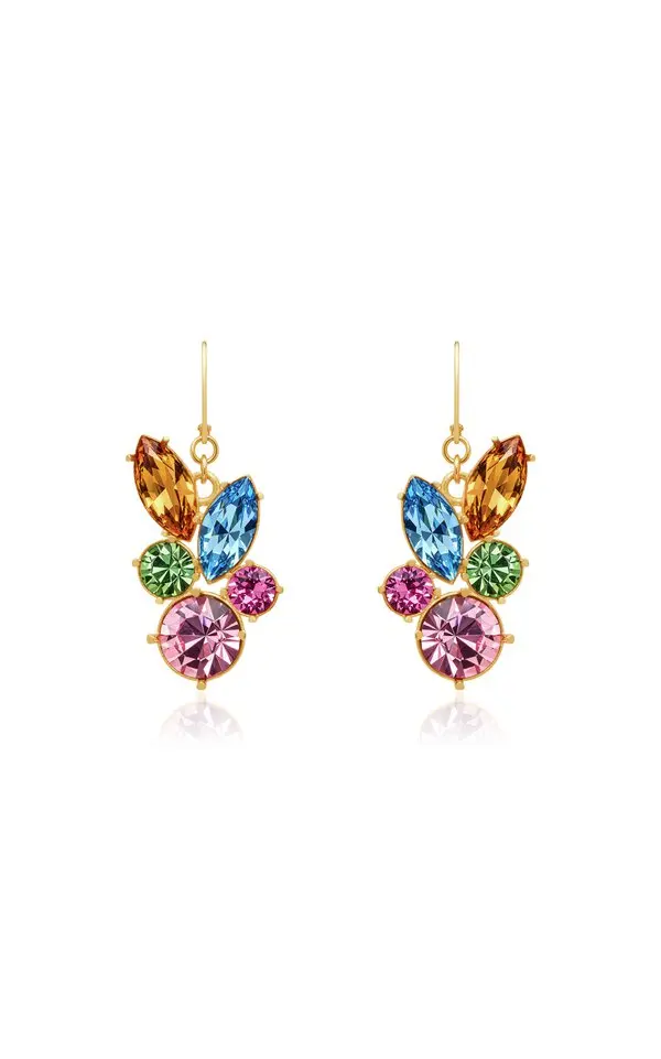 Oscar De La Renta Pear Crystal Cluster Drop Earrings