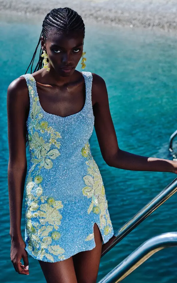 LA FUORI Mist Wisteria Mini Dress