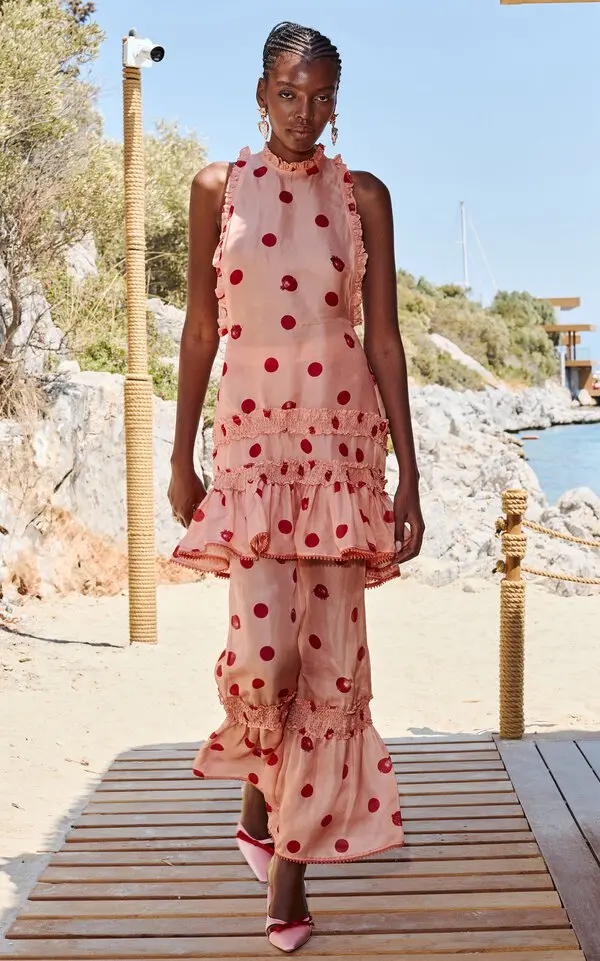 LA FUORI Coral Pomme Silk Top