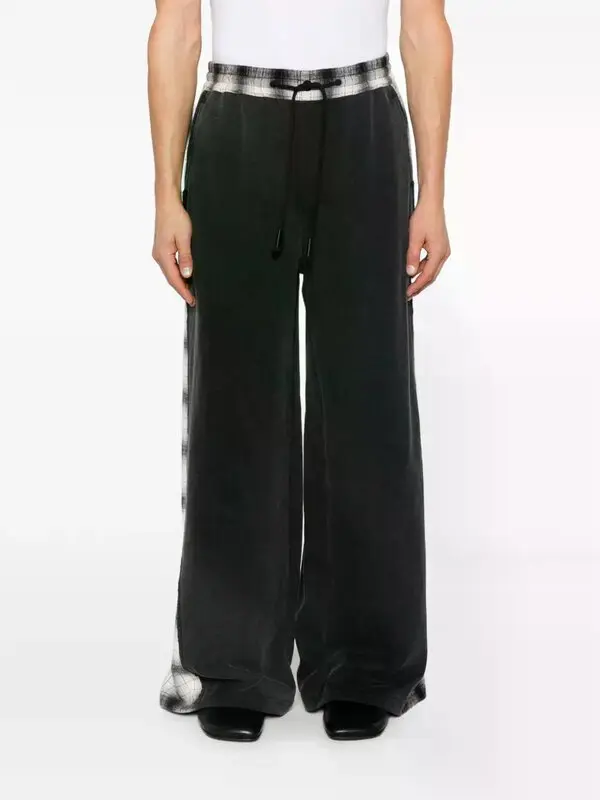 FENG CHEN WANG Check-panel Drawstring-waist Trousers
